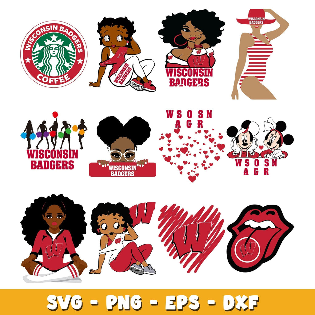 Wisconsin girl Bundle svg, Wisconsin logo svg, ncaa svg