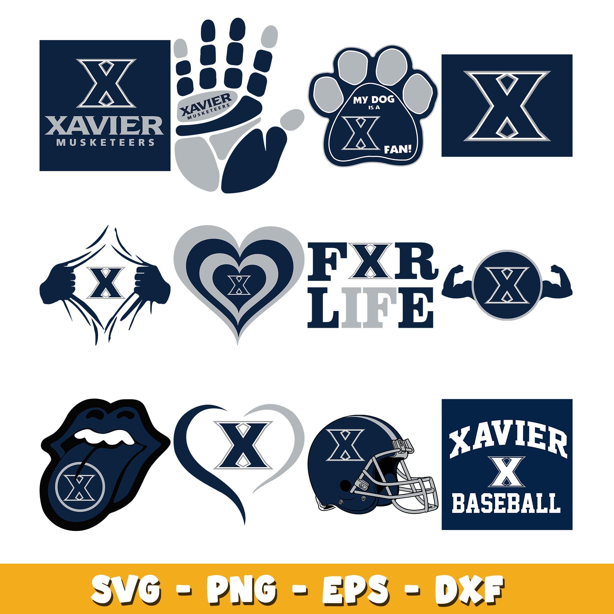 Xavier Football Bundle svg, Xavier logo svg, ncaa svg