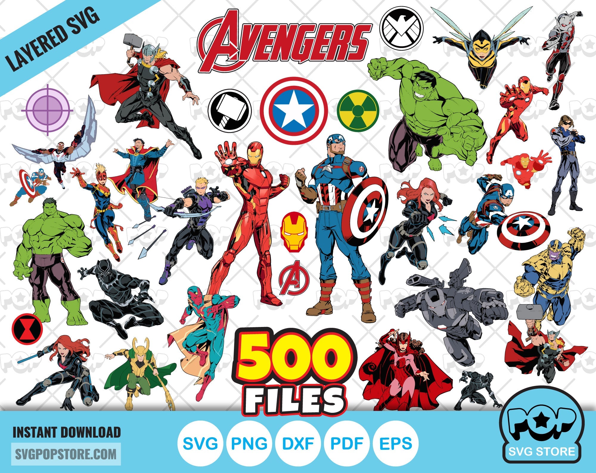 Marvel Avengers BIG BUNDLE 500 files, Avengers svg cut files for Cricu