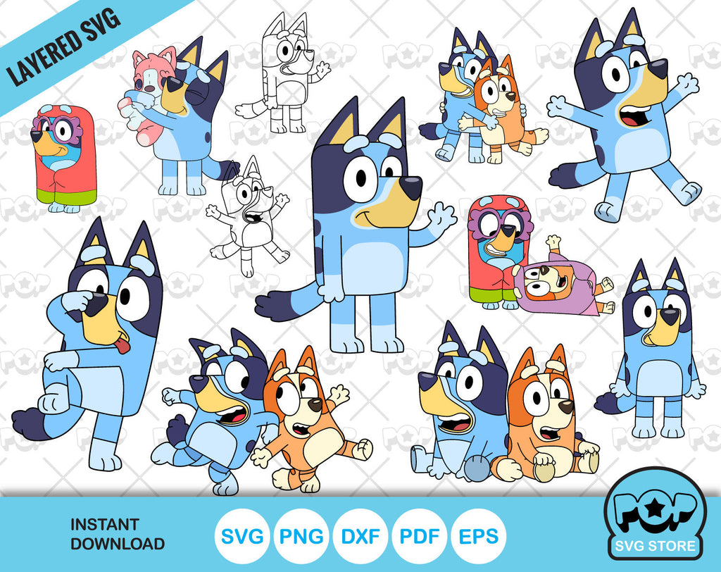 Bluey clipart basic set, Bluey SVG cut files for Cricut / Silhouette,