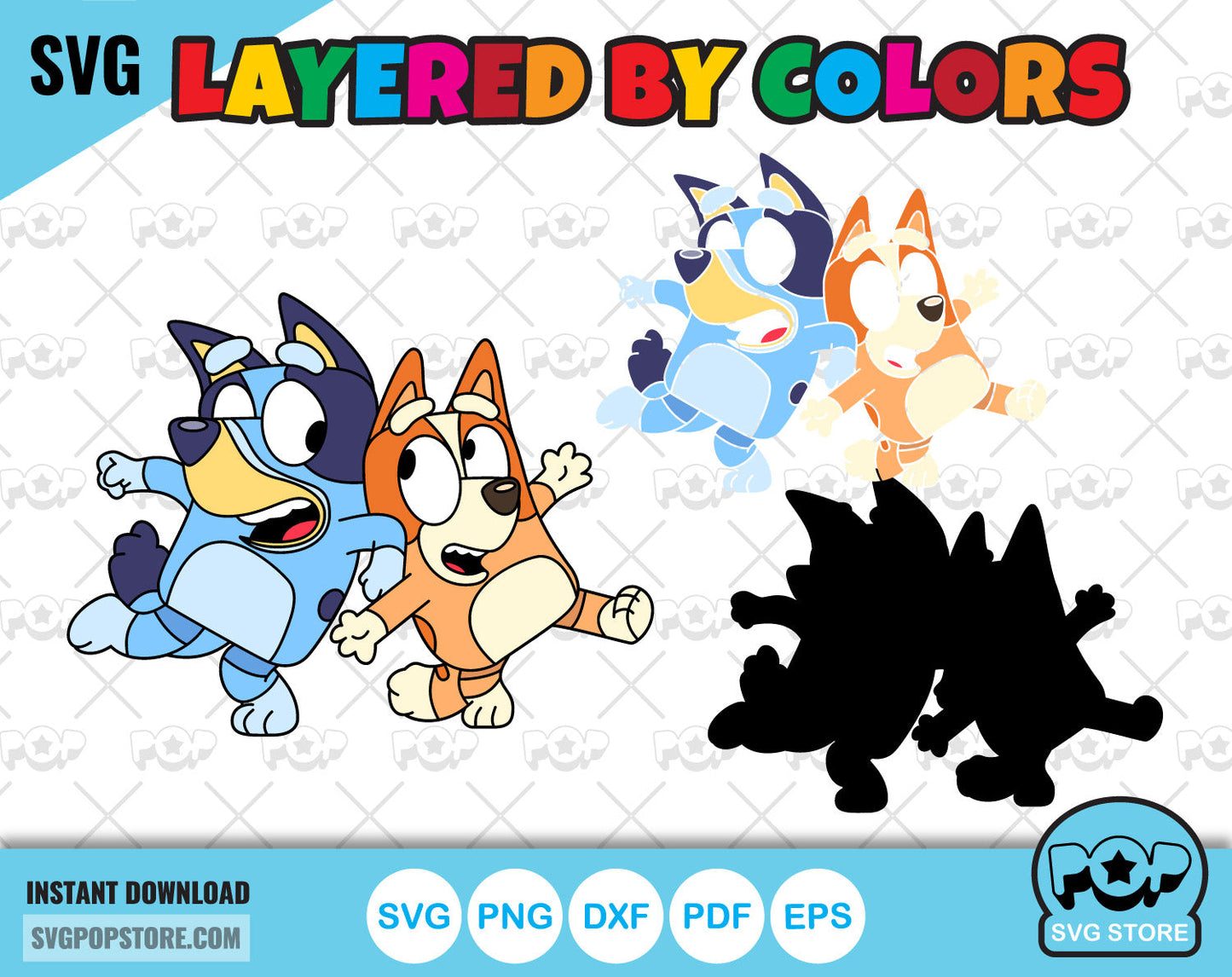 Bluey 100 cliparts set + alphabet, Bluey the dog SVG cut files for Cri ...