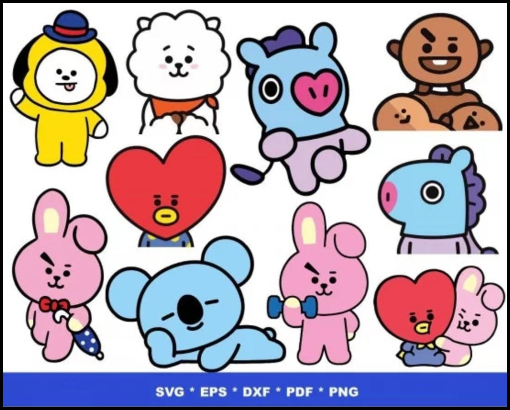 BT 21 SVG bundle,TinyTan,bts silhouette svg,Kpop bts Logo Clipart,bts