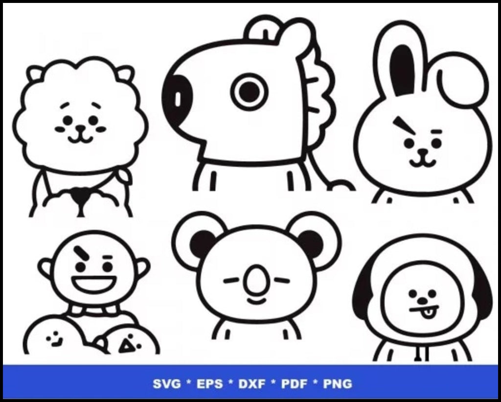 BT 21 SVG bundle,TinyTan,bts silhouette svg,Kpop bts Logo Clipart,bts