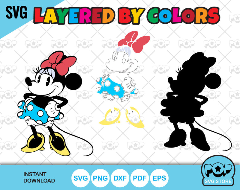 Classic Minnie Mouse clipart bundle, Minnie svg cut files for Cricut