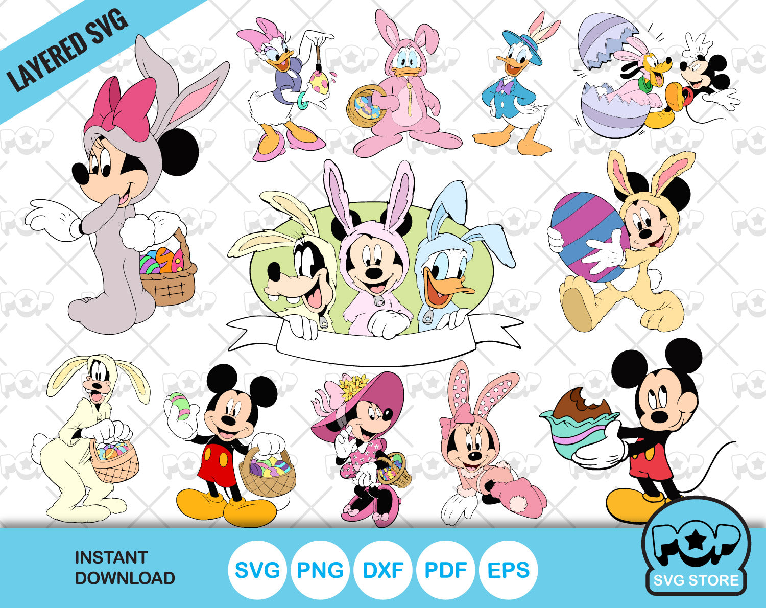 Mickey and Friends Easter clipart set, Disney Easter SVG cut files for