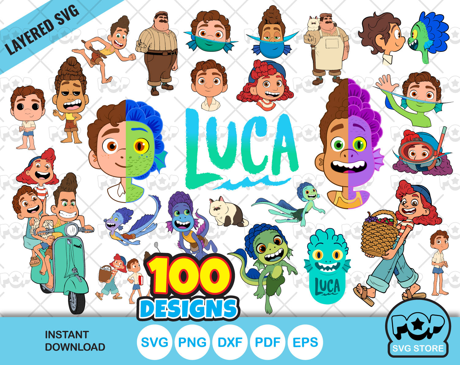 Luca 100 cliparts bundle, Disney Luca SVG cut files for Cricut Silhoue