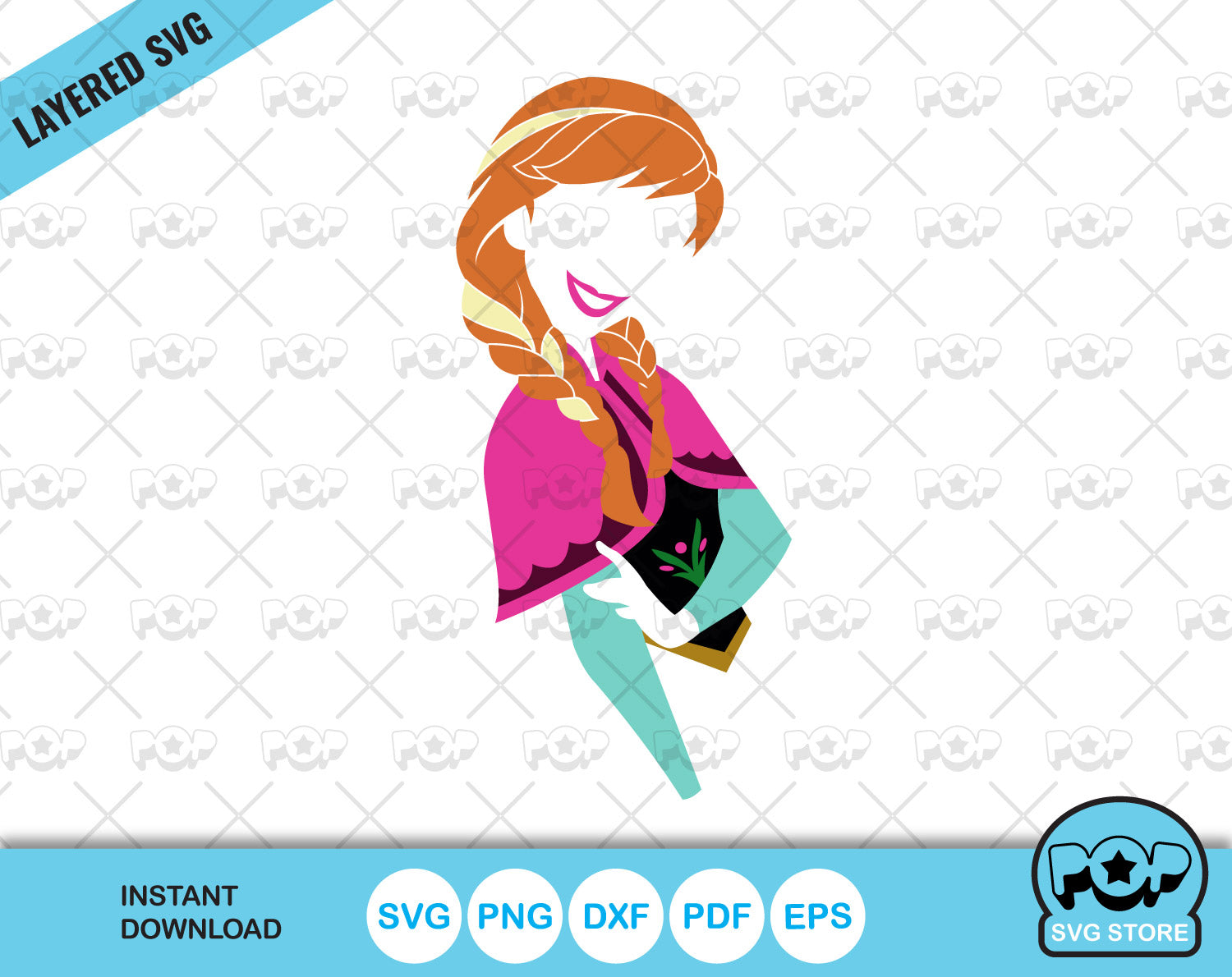 Princess Anna clipart, SVG cutting files for cricut silhouette, SVG, P