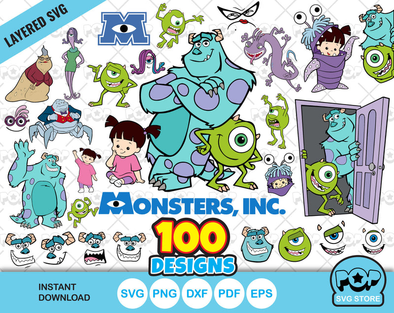 Monsters Inc clipart set, Monsters SVG cut files for Cricut / Silhouet