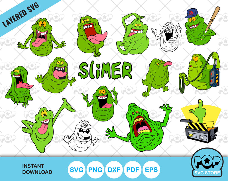 Ghostbusters Slimer clipart bundle, SVG cut files for Cricut / Silhoue