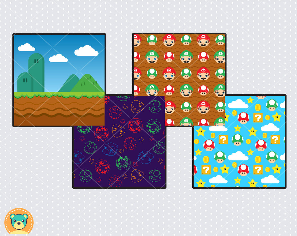 Cute Mario clipart set, Digital clip art for decoration, scrapbooking,