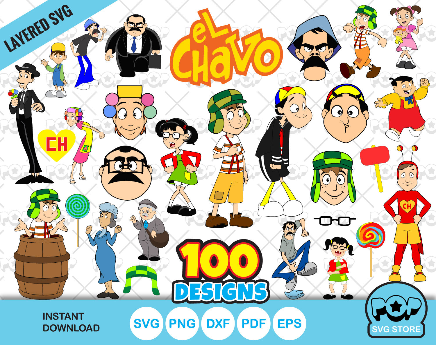 El Chavo Del Ocho clipart set, El Chavo SVG cut files for Cricut / Sil