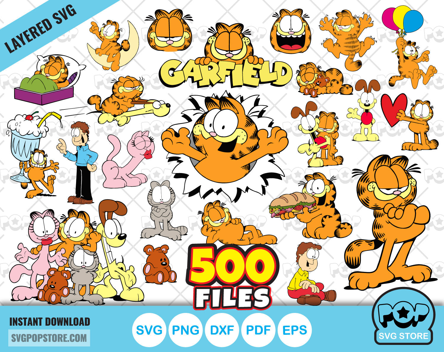 Garfield BIG BUNDLE 500 files, Garfield SVG cut files for Cricut / Sil