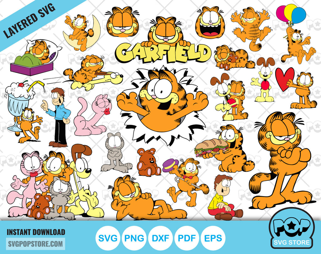 Garfield clipart bundle, Garfield SVG cut files for Cricut / Silhouett