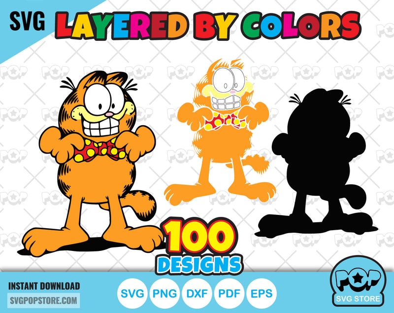 Garfield 100 cliparts bundle, Garfield SVG cut files for Cricut / Silh