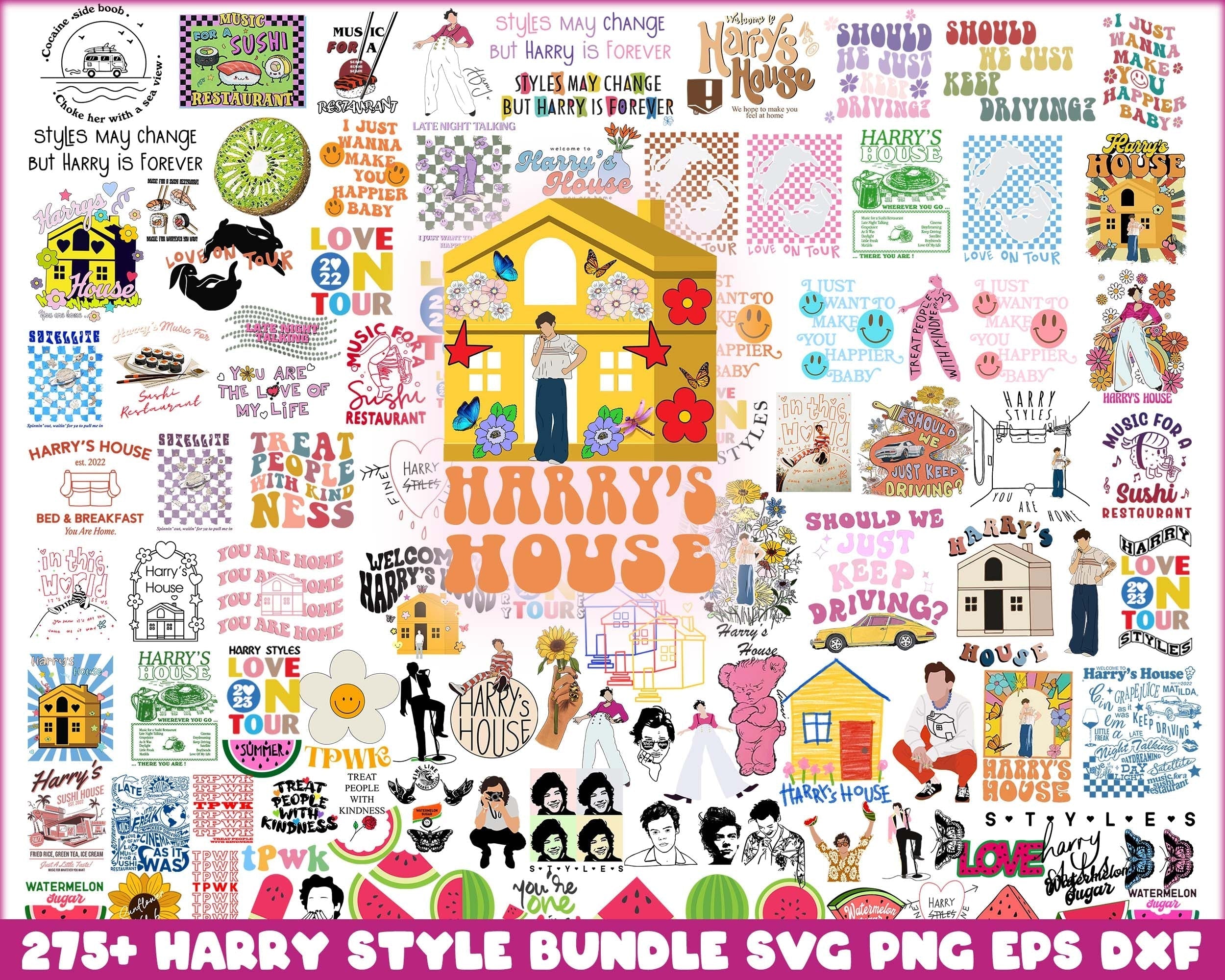 Version 2 - 275+ Harry's House bundle svg png eps dxf, Harry Style Des