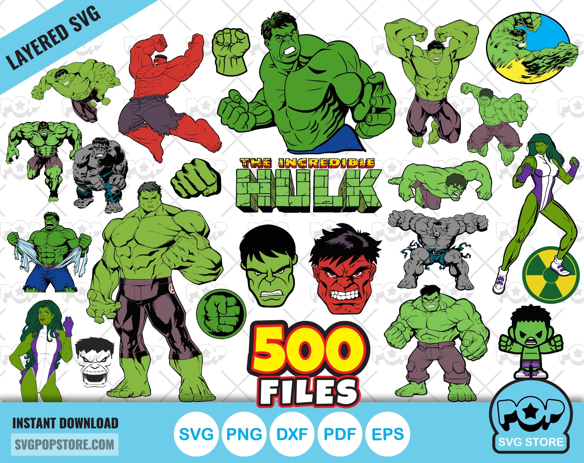 Hulk BIG BUNDLE 500 files, Hulk SVG cut files for Cricut / Silhouette,