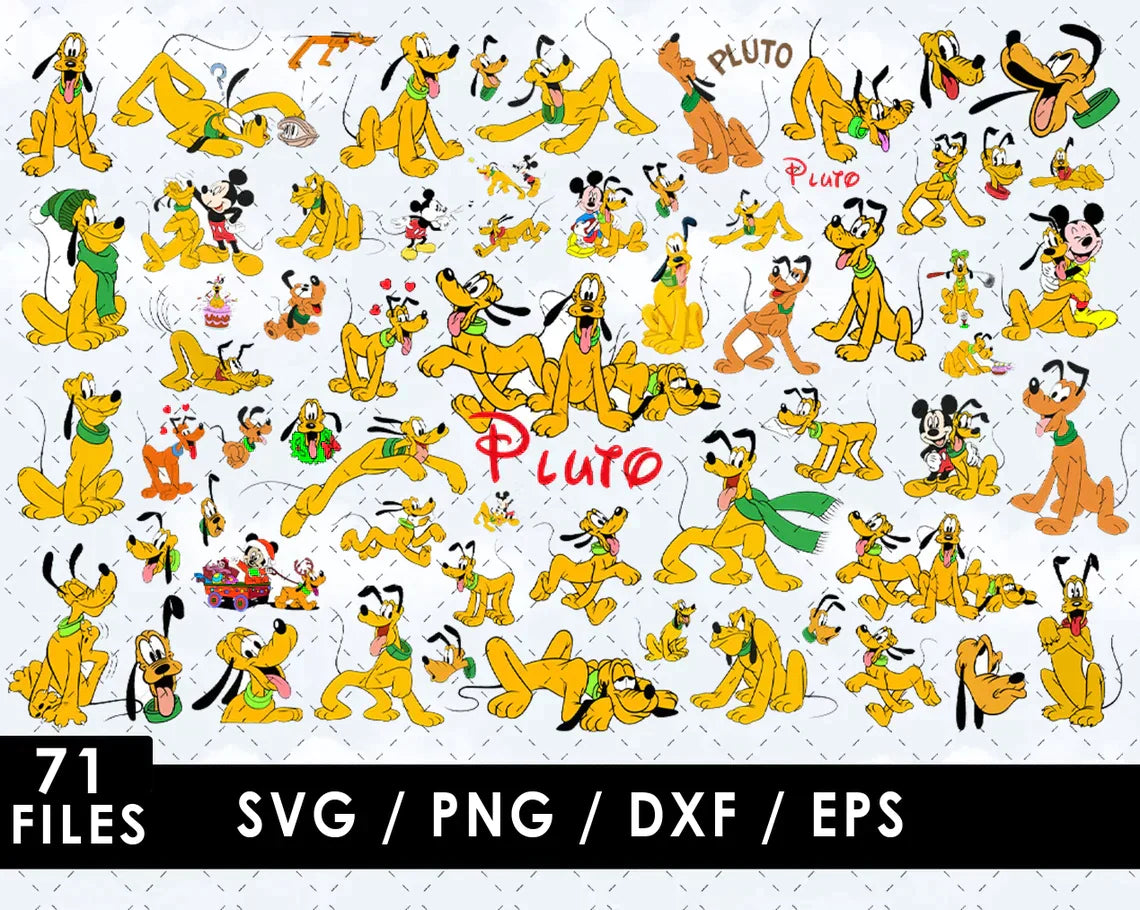 Pluto Clipart Bundle, Pluto Svg for Cricut, Pluto Dog Png, Pluto Dog S