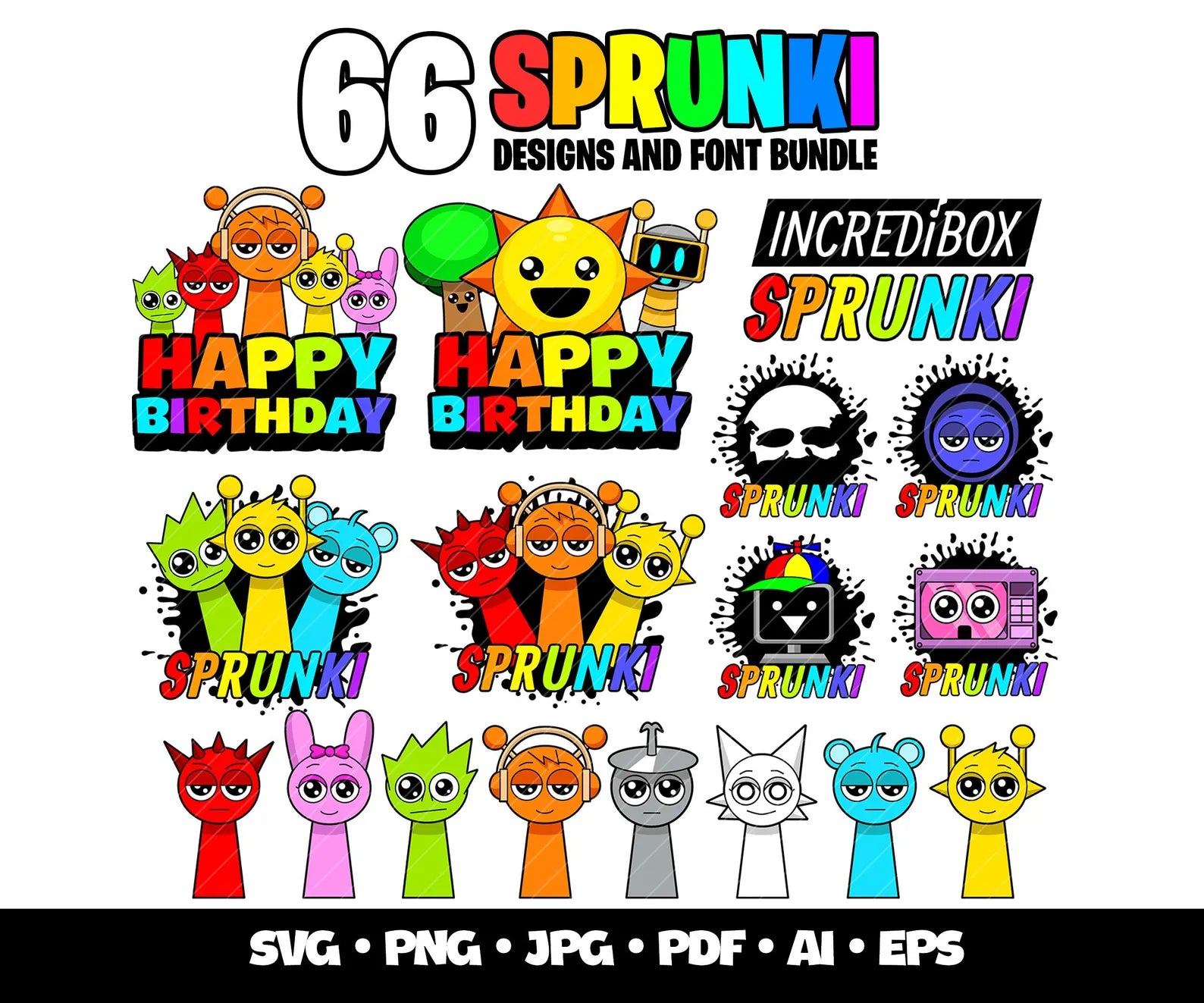 Incredibox Sprunki SVG Bundle, Sprunki Gaming Clipart Layered Svg, Gam