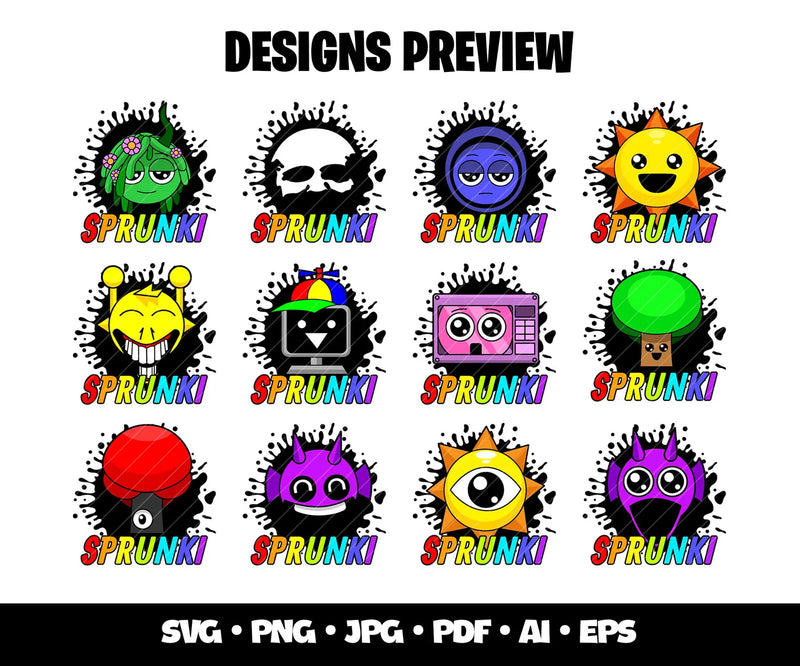 Incredibox Sprunki SVG Bundle, Sprunki Gaming Clipart Layered Svg, Gam