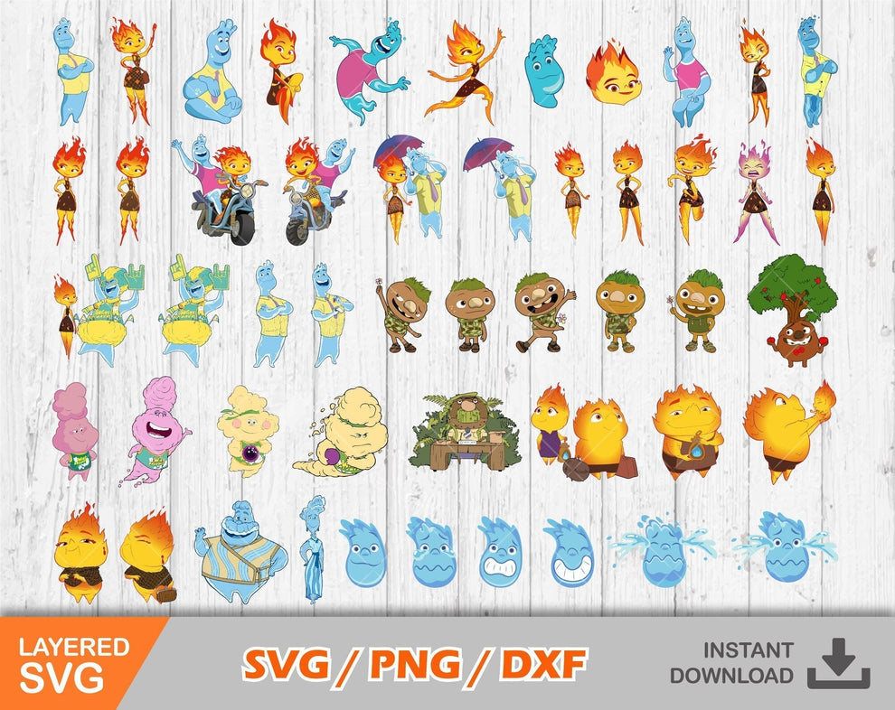 Elemental Clipart Set, Elemental Ember And Wade Svg Cut Files – Printy ...