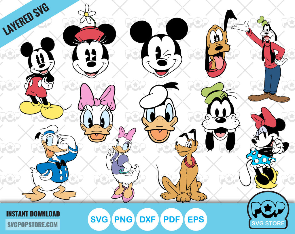 Classic Mickey and Friends clipart set, svg cut files for Cricut / Sil