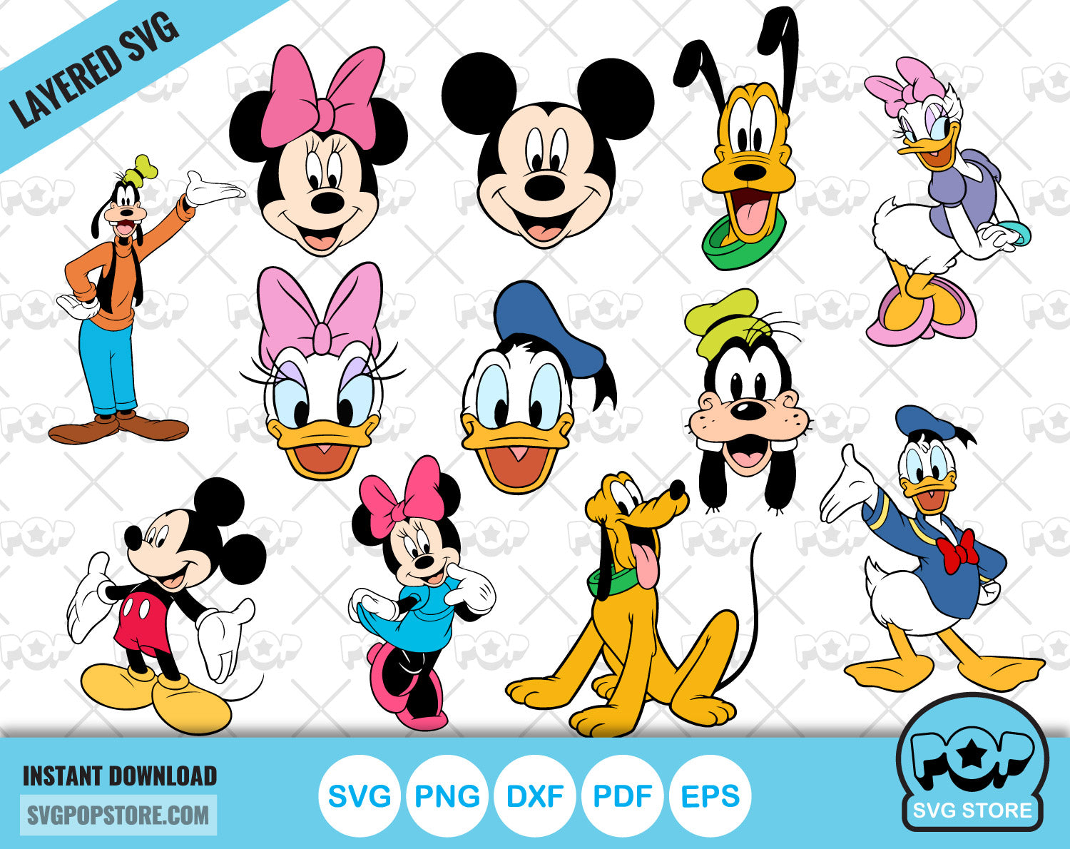 Mickey and Friends clipart set, svg cutting files for cricut silhouett