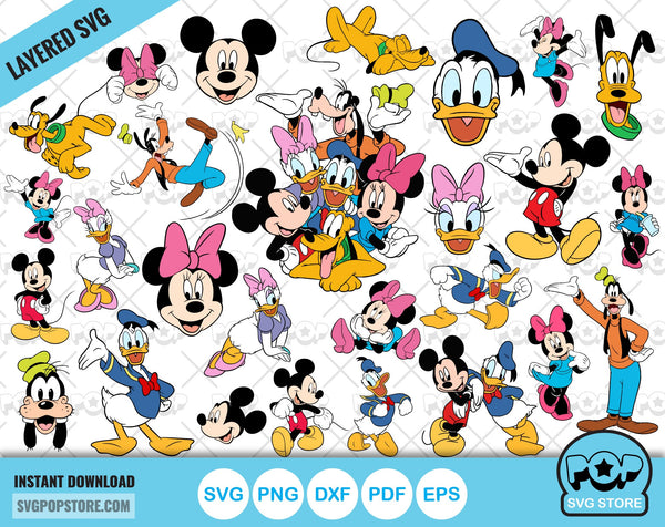 Mickey and Friends clipart bundle, svg cut files for Cricut / Silhouet ...
