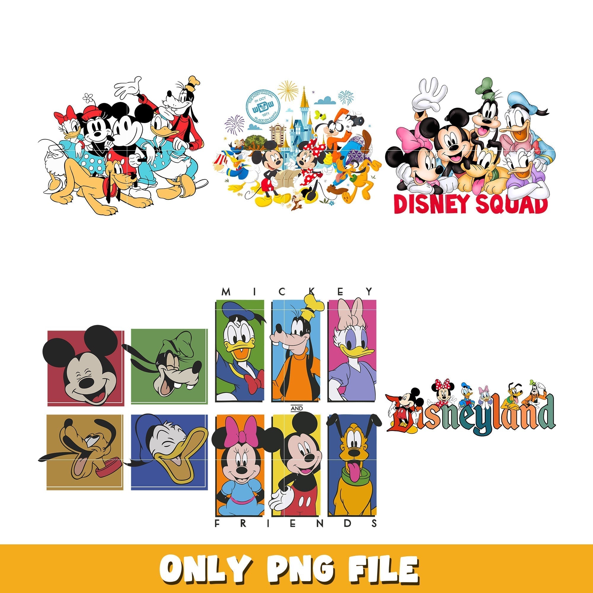 Mickey Mouse and Friends bundle png, Disney cartoon png, Digital downl