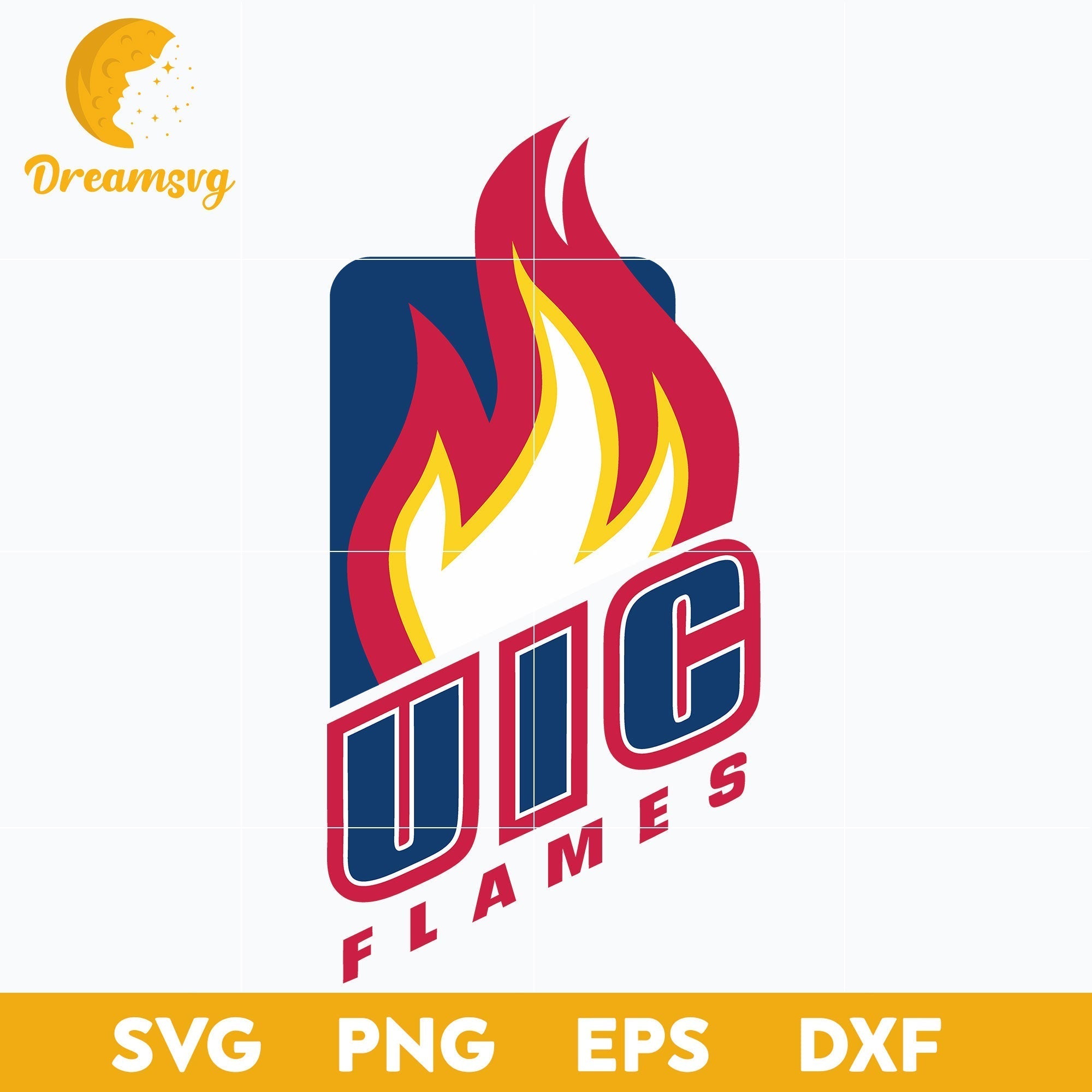 Illinois Chicago Flames Svg, Logo Ncaa Sport Svg, Ncaa Svg, Png, Dxf,