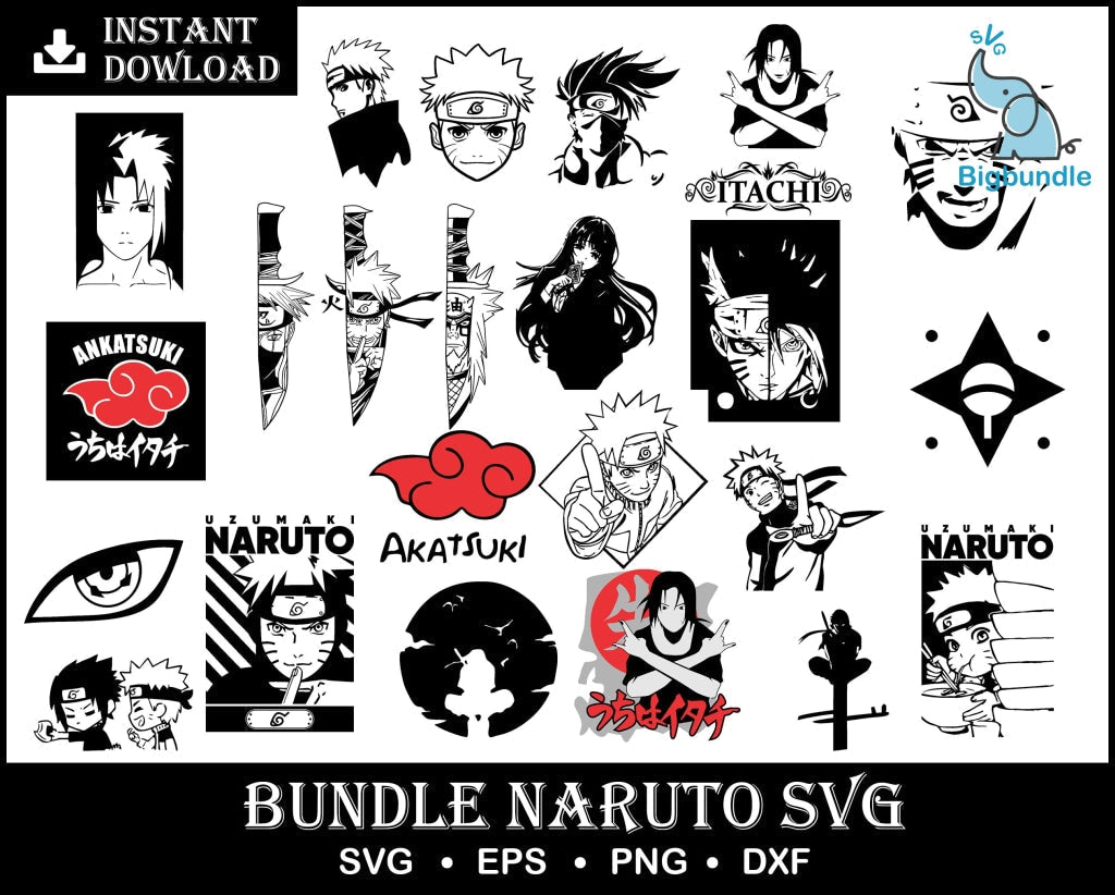 Naruto svg, Naruto vector, Naruto bundle svg, naruto cutfile, silhouet