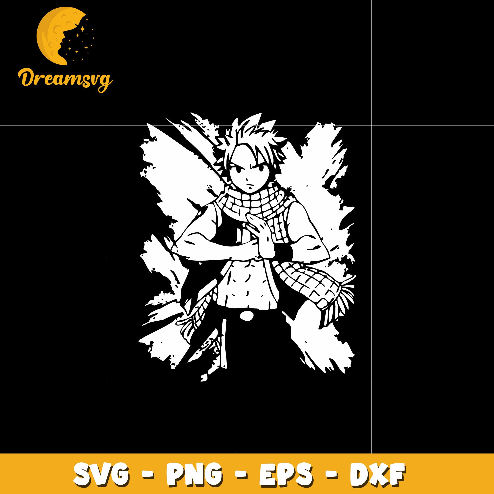 Natsu Dragneel black white svg, anime svg, fairy tail svg