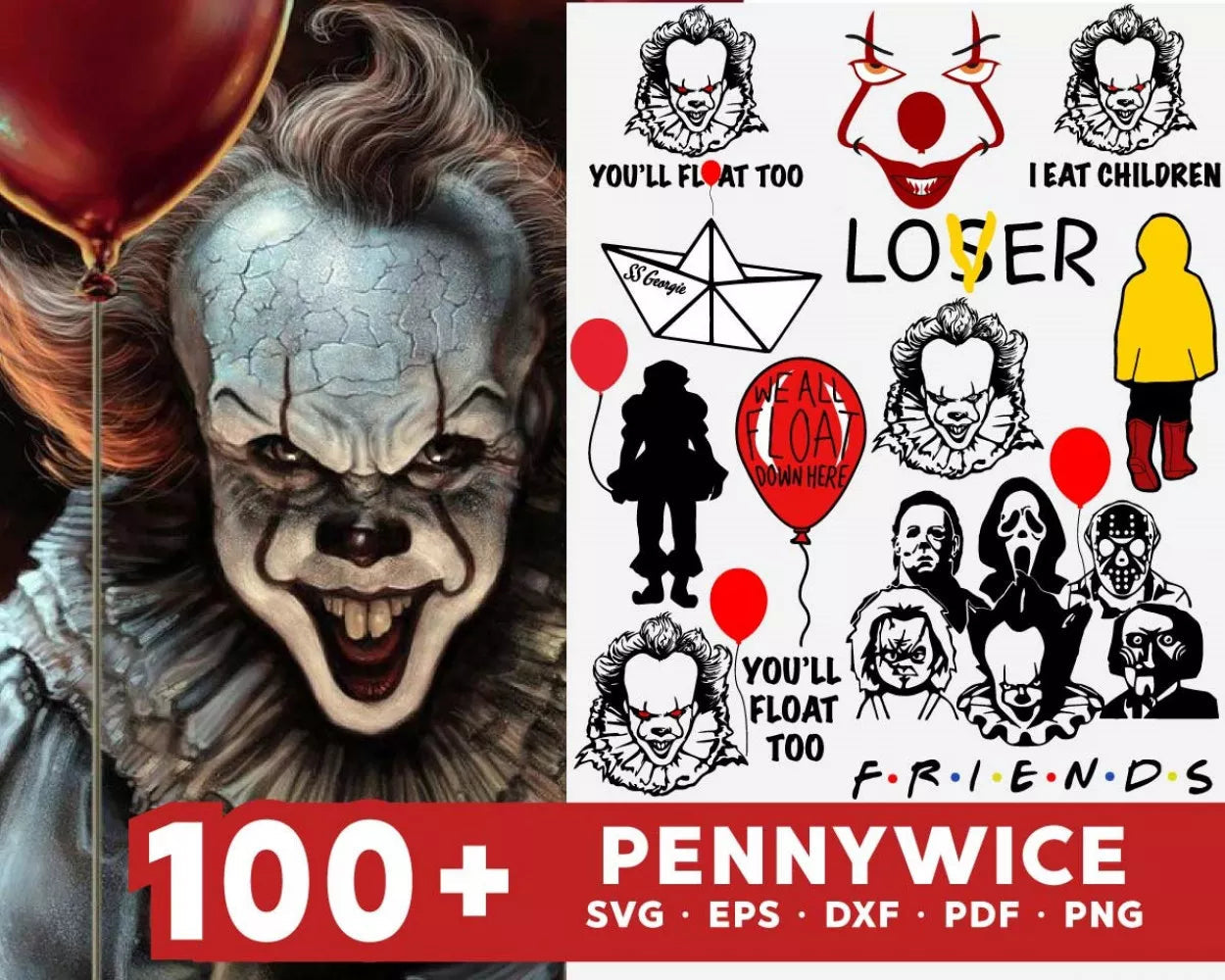 Pennywise Svg Files for Cricut and Silhouette - Pennywise Clipart Imag