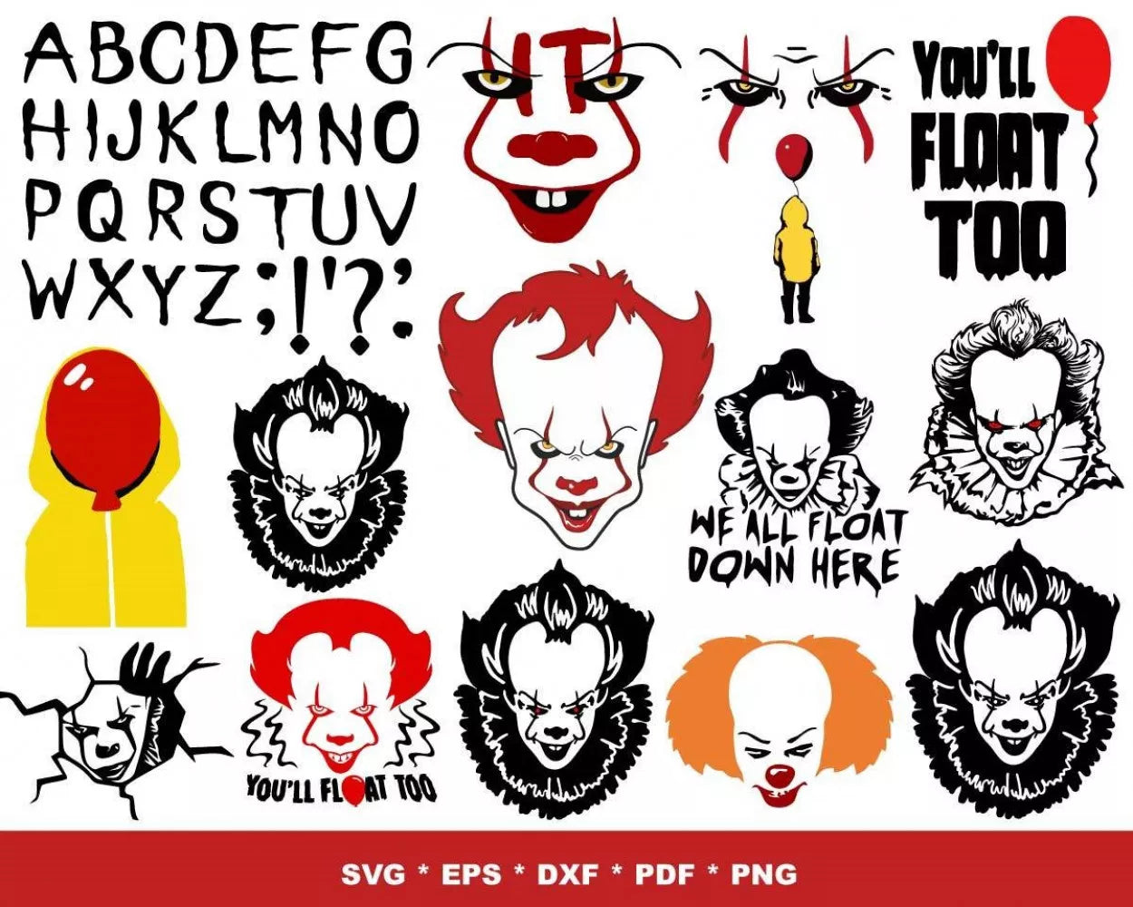 Pennywise Svg Files for Cricut and Silhouette - Pennywise Clipart Imag