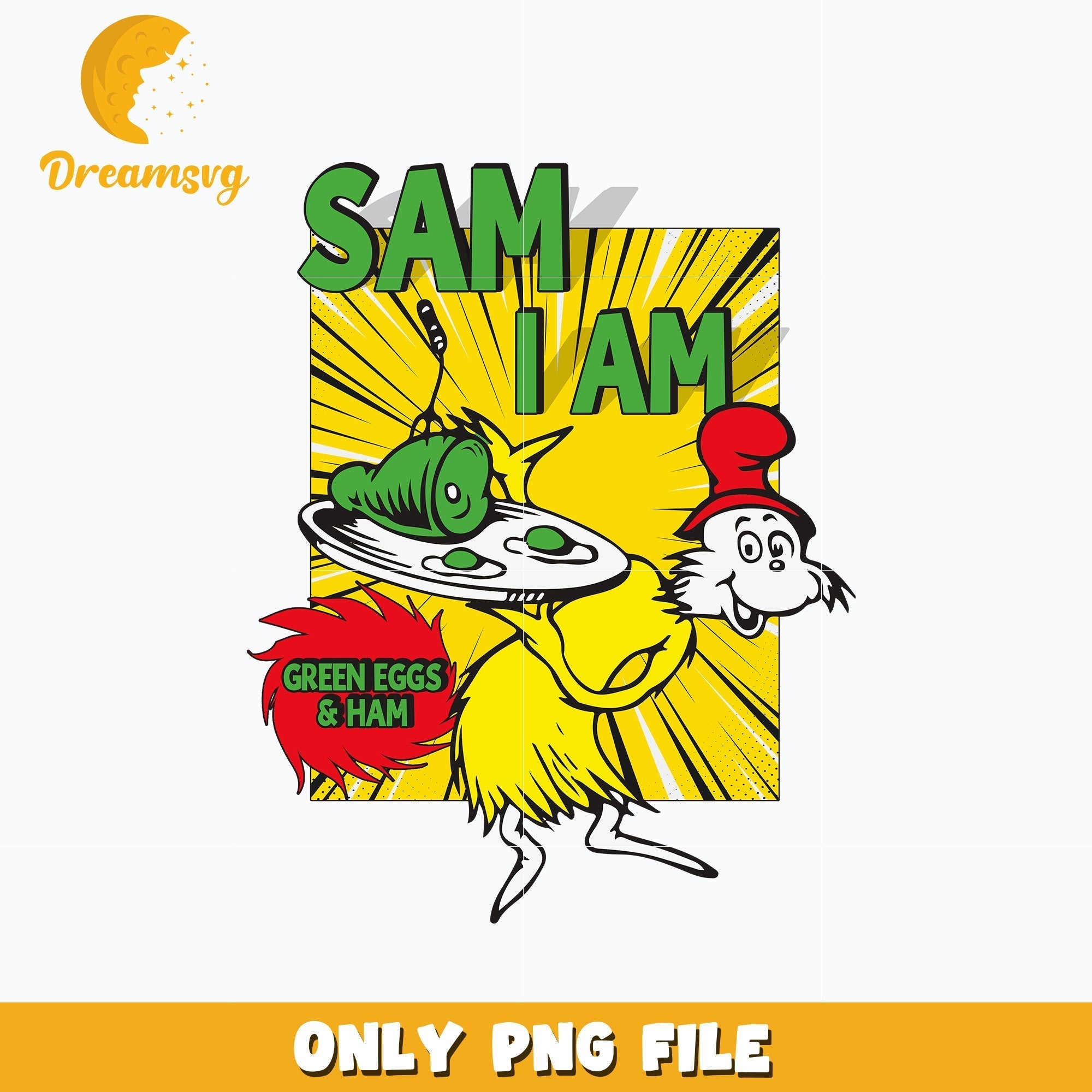 Dr Seuss sam i am green eggs ham png