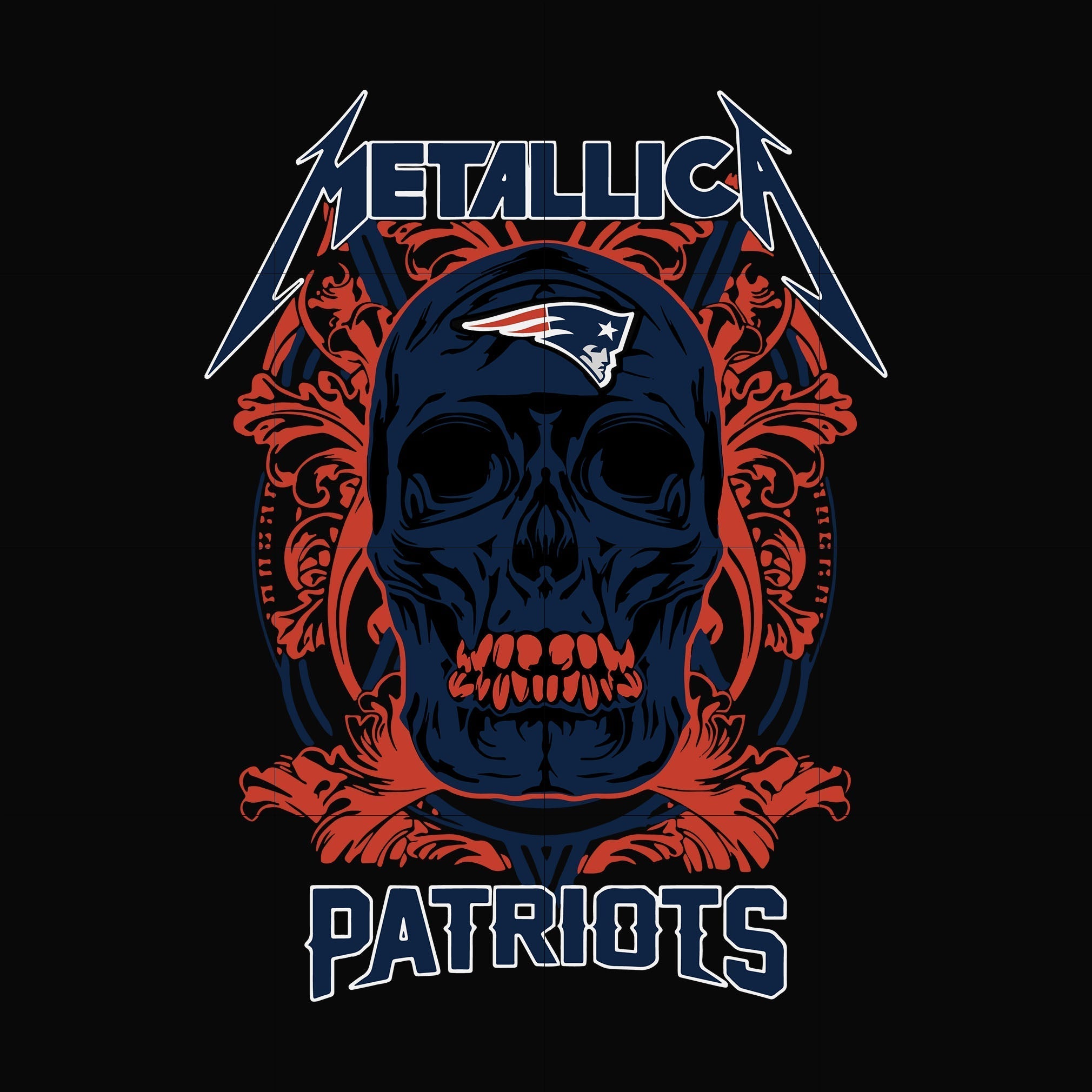 Skull Metallica New England Patriots svg png, dxf, eps digital file NN ...