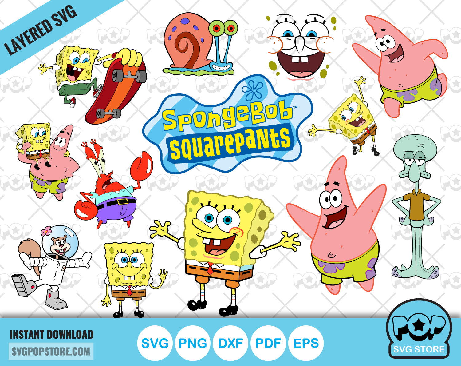 Spongebob Squarepants clipart set, SpongeBob svg cut files for Cricut