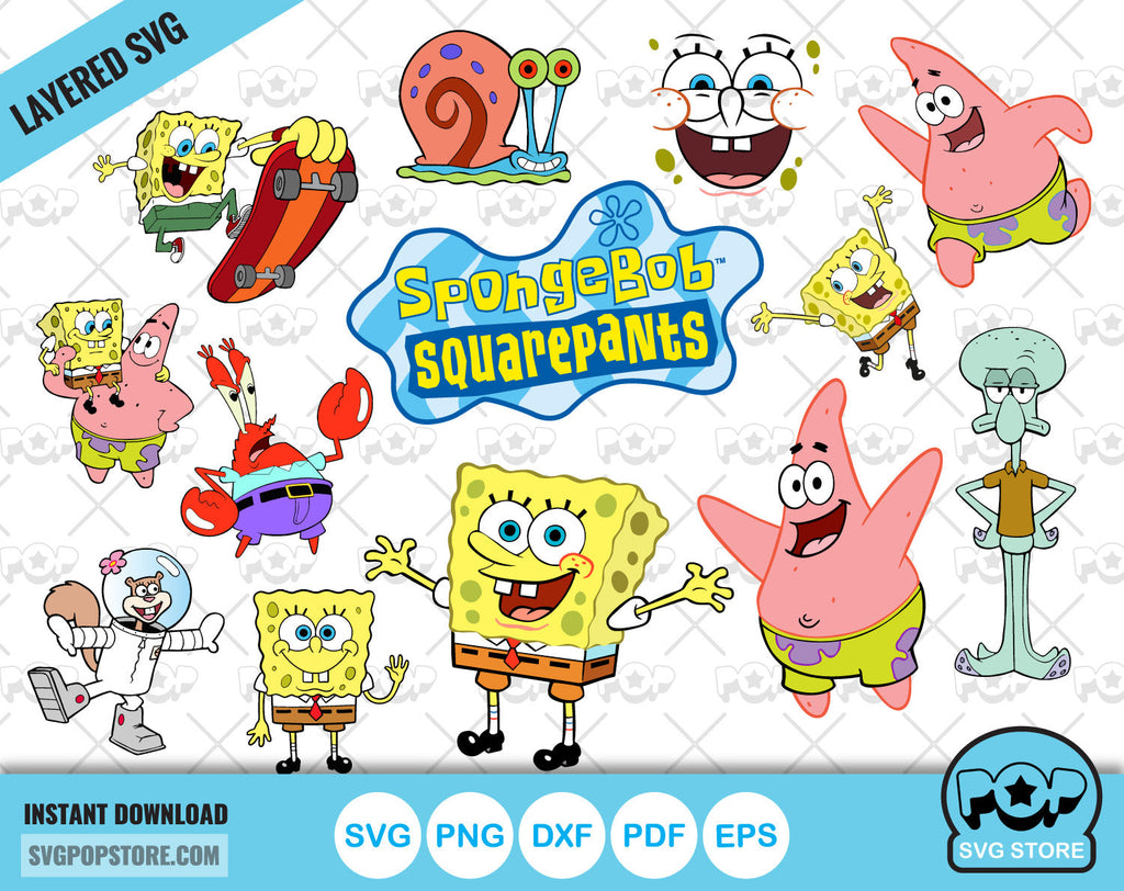 Spongebob Squarepants clipart set, SpongeBob svg cut files for Cricut