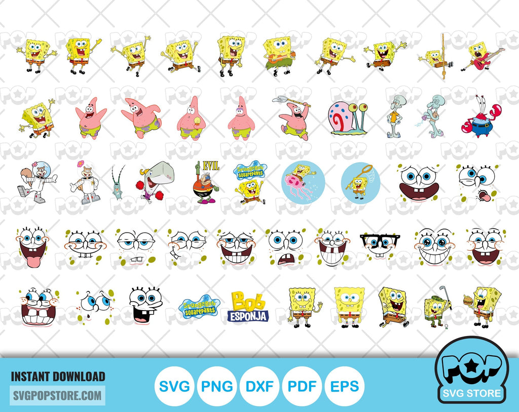 Spongebob Squarepants BIG BUNDLE 500 files, SpongeBob svg cut files fo