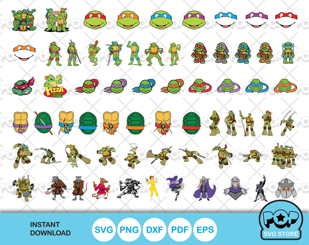 Ninja Turtles clipart + alphabet, Teenage Mutant Ninja Turtles SVG cut