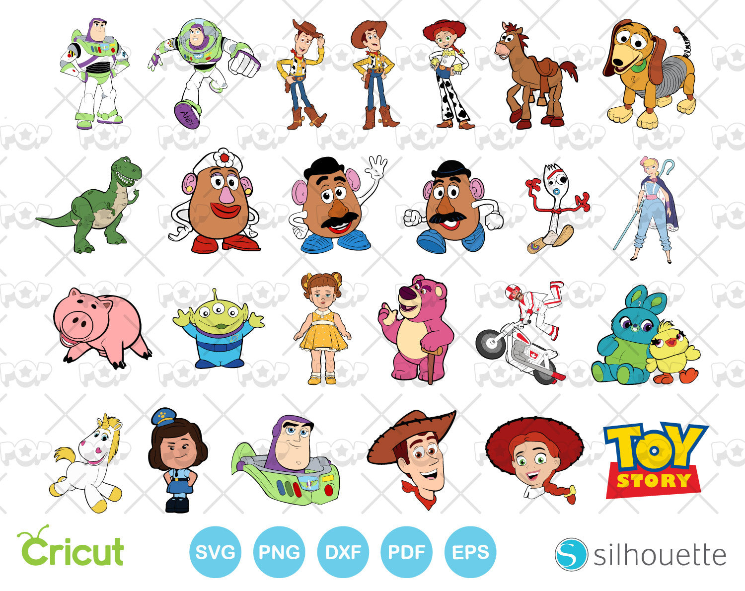 Toy Story clipart set, Toy Story SVG cut files for Cricut / Silhouette
