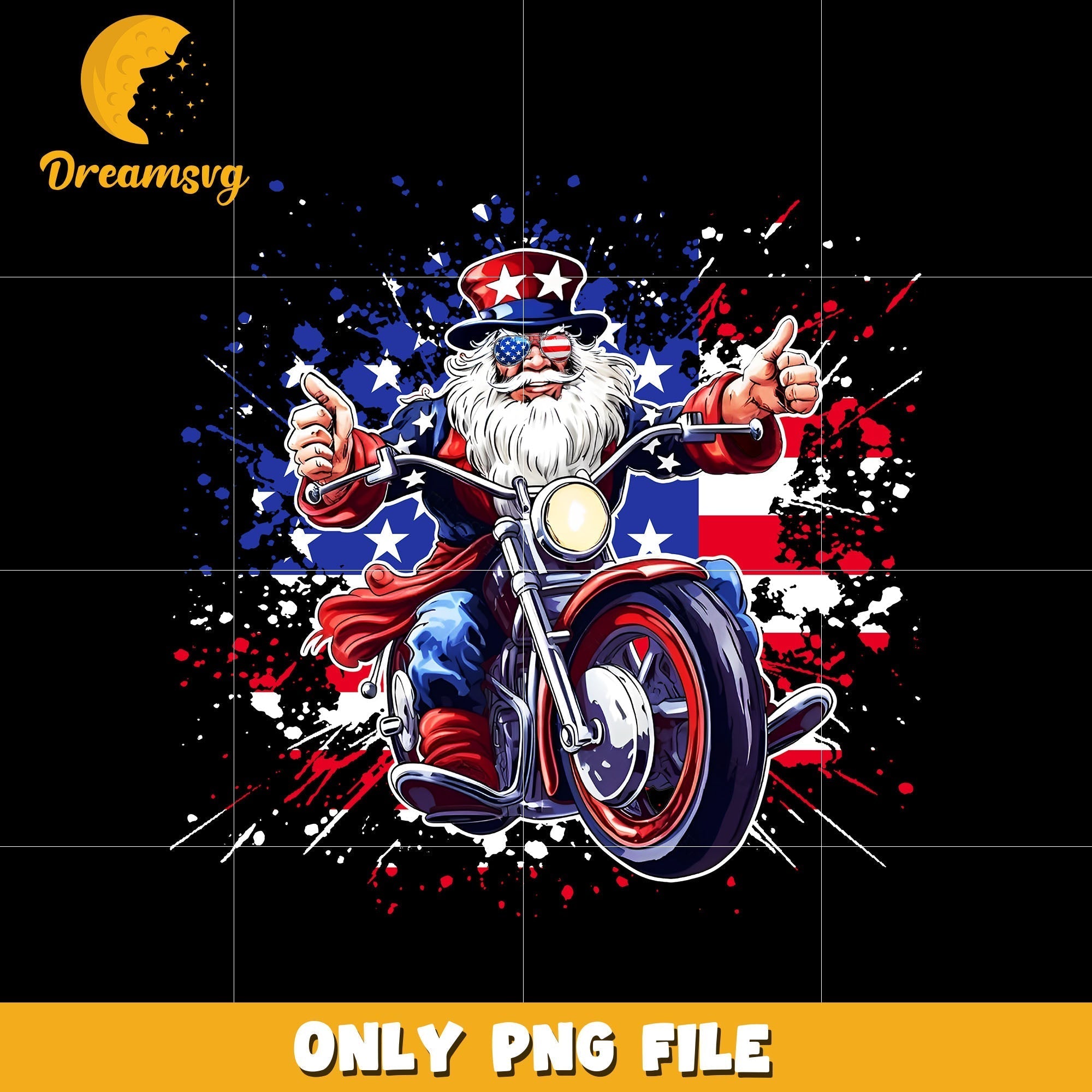Uncle Sam Motorcycle Png, 4th of July Png